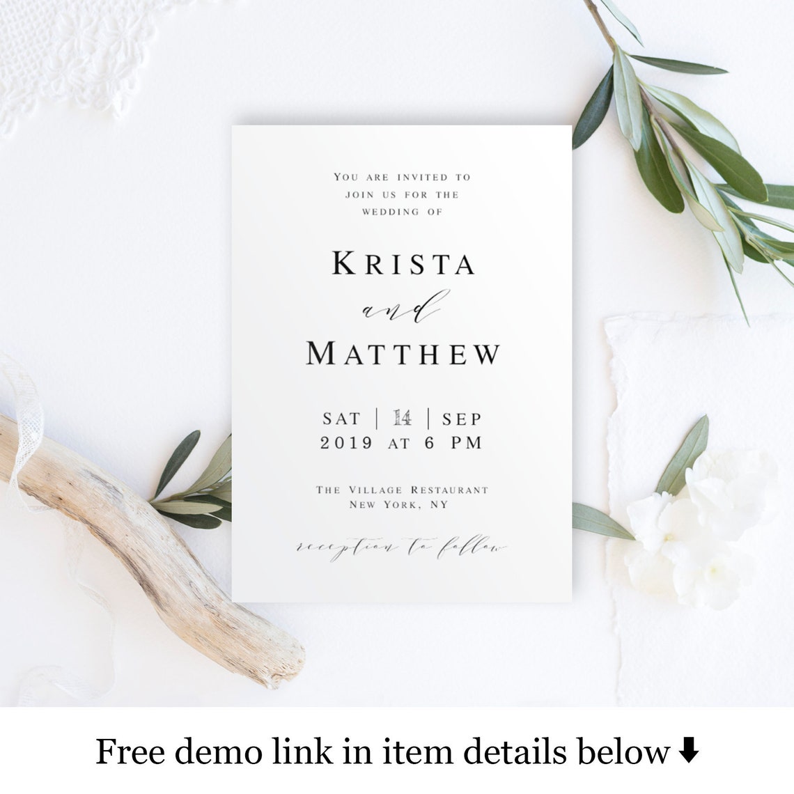Simple Wedding Invitation Template Download Scandinavian - Etsy