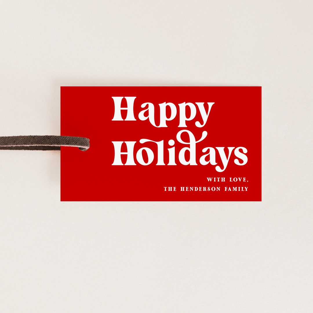 Happy Holidays Tag, Christmas Tag for Gifts Instant Download, Happy ...
