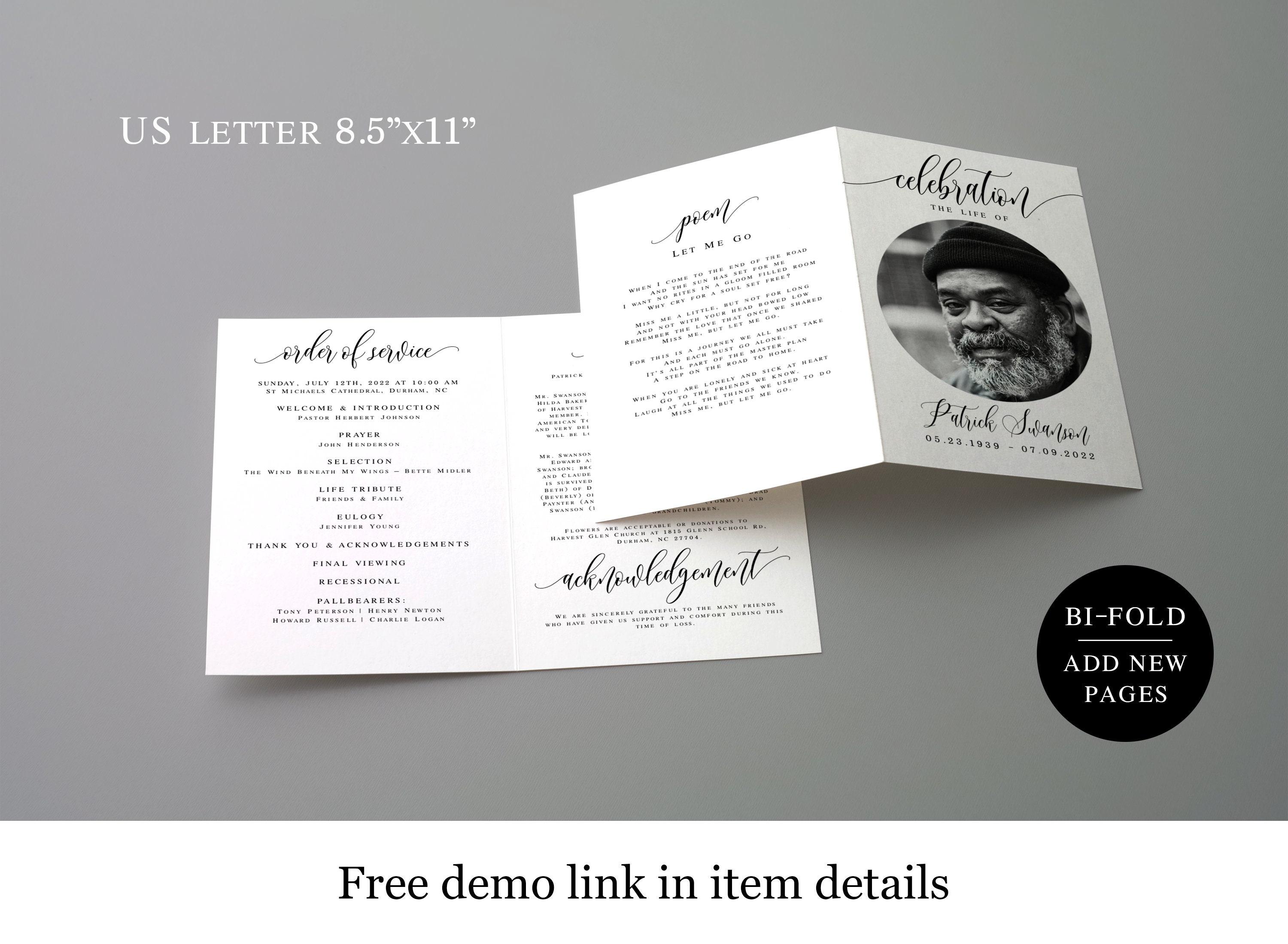 Celebration of Life Program Template Funeral Obituary - Etsy