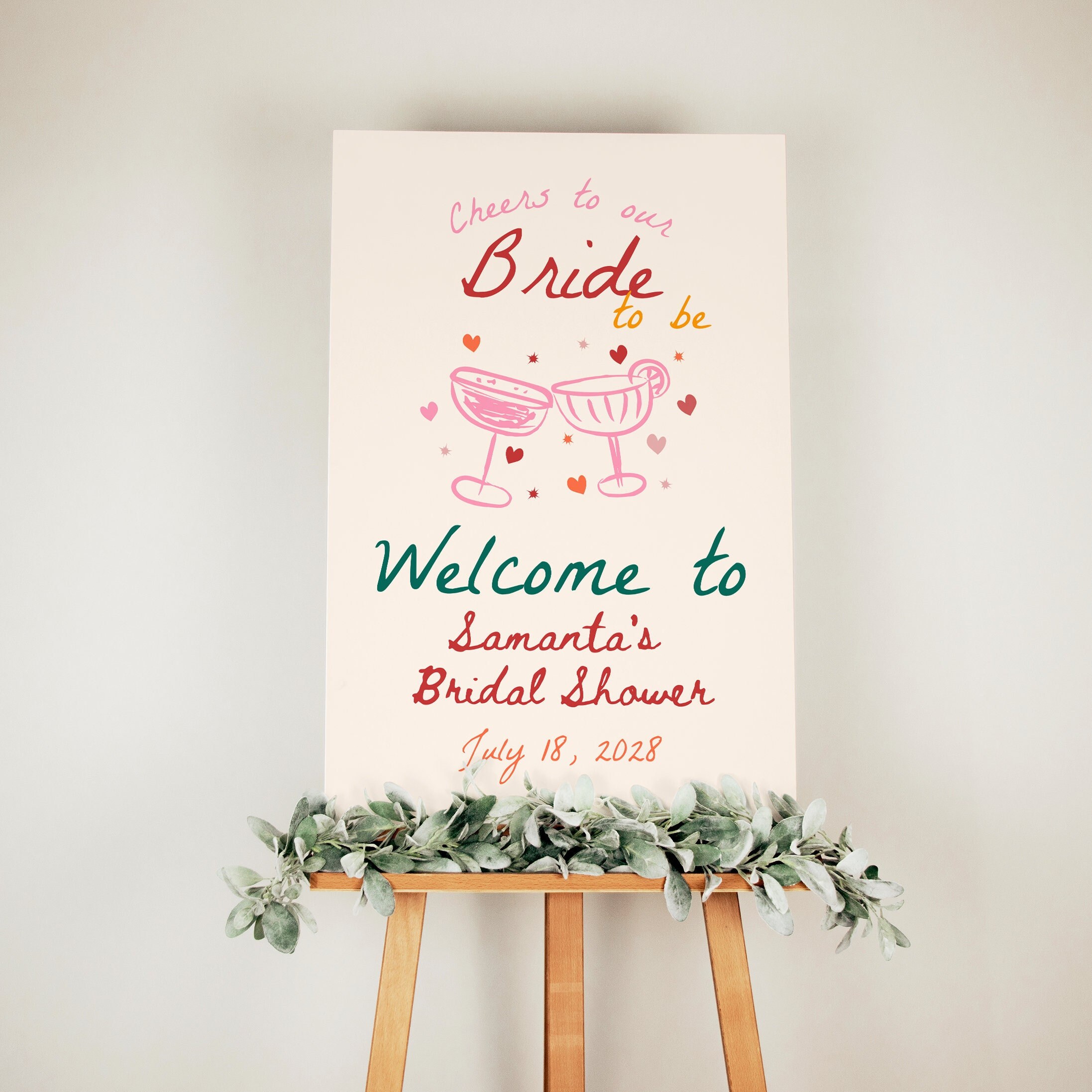 Bride to Be Welcome Sign, Hand Drawn Bridal Shower Welcome Sign, Pink ...