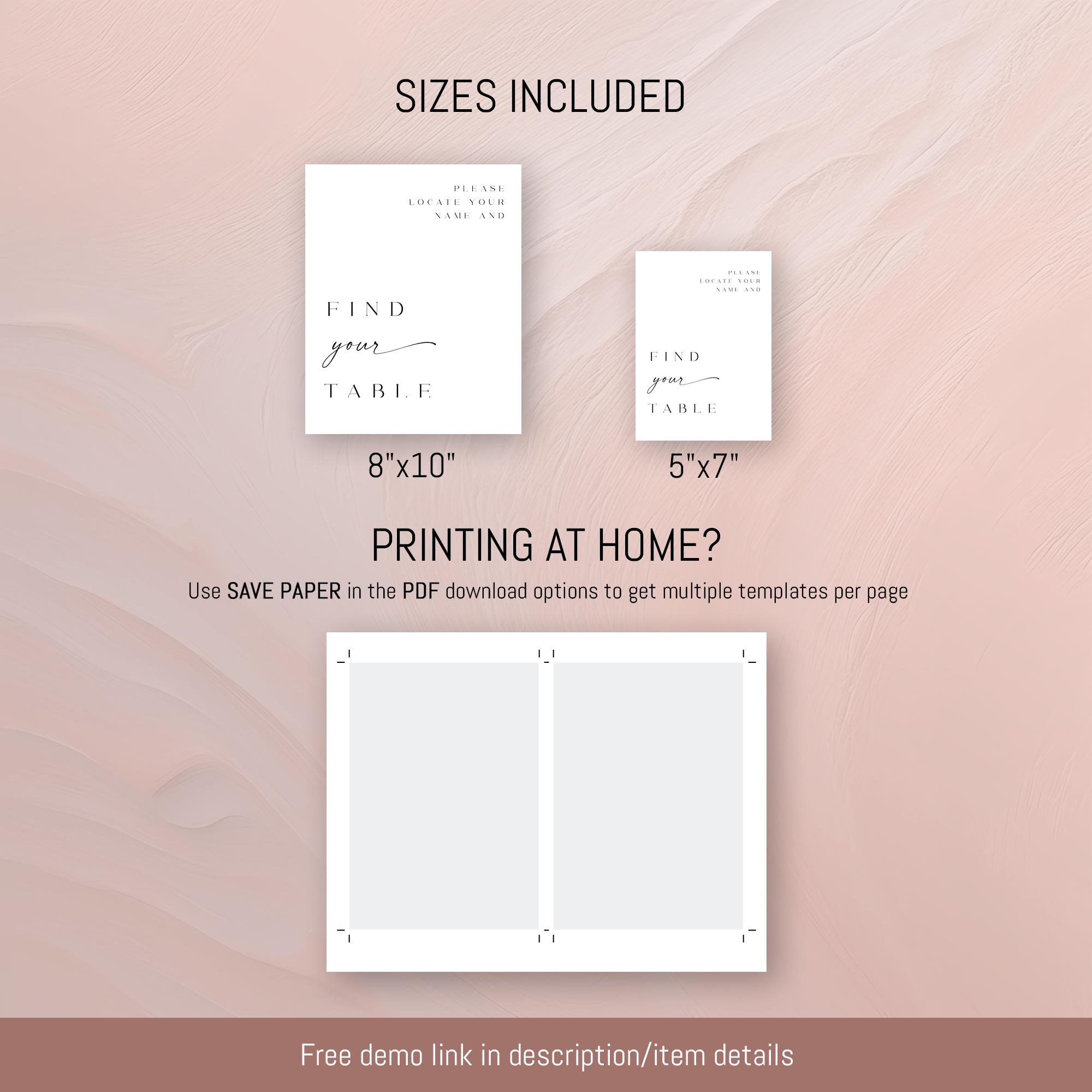 Find Your Table Sign, Please Find Your Seat Wedding Sign, Editable Find ...
