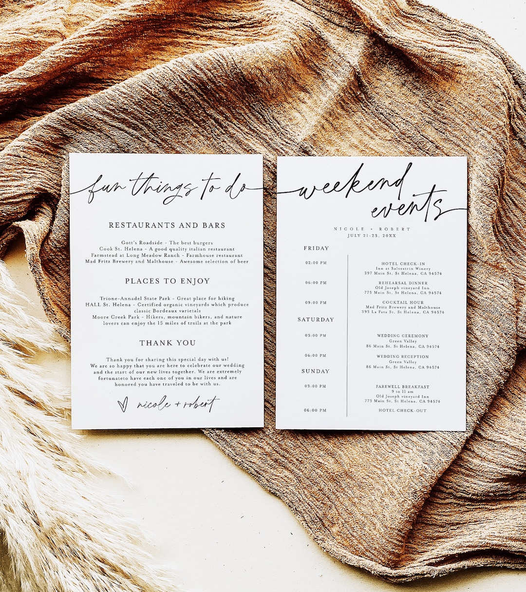 Wedding Events Card, Itinerary Template, Fully Editable Wedding ...