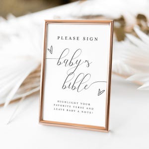 Baby's Bible Sign Template, Please Sign Babys First Bible, Editable ...