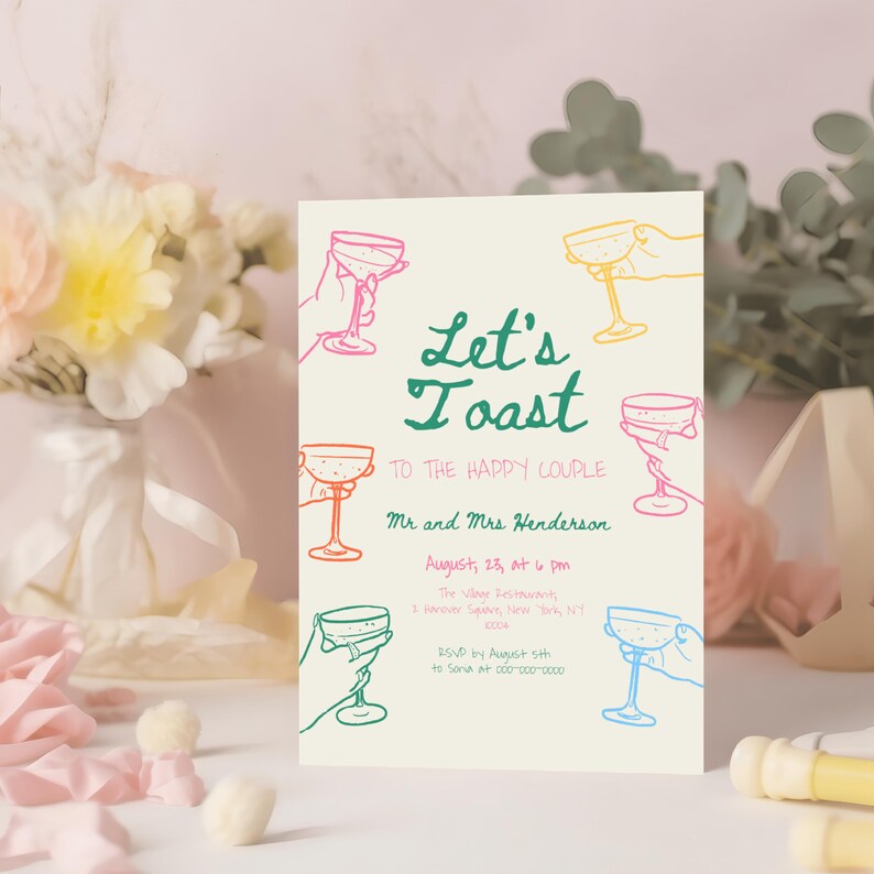 Hand Drawn Engagement Party Invitation, Hand Drawn Wedding Invite ...