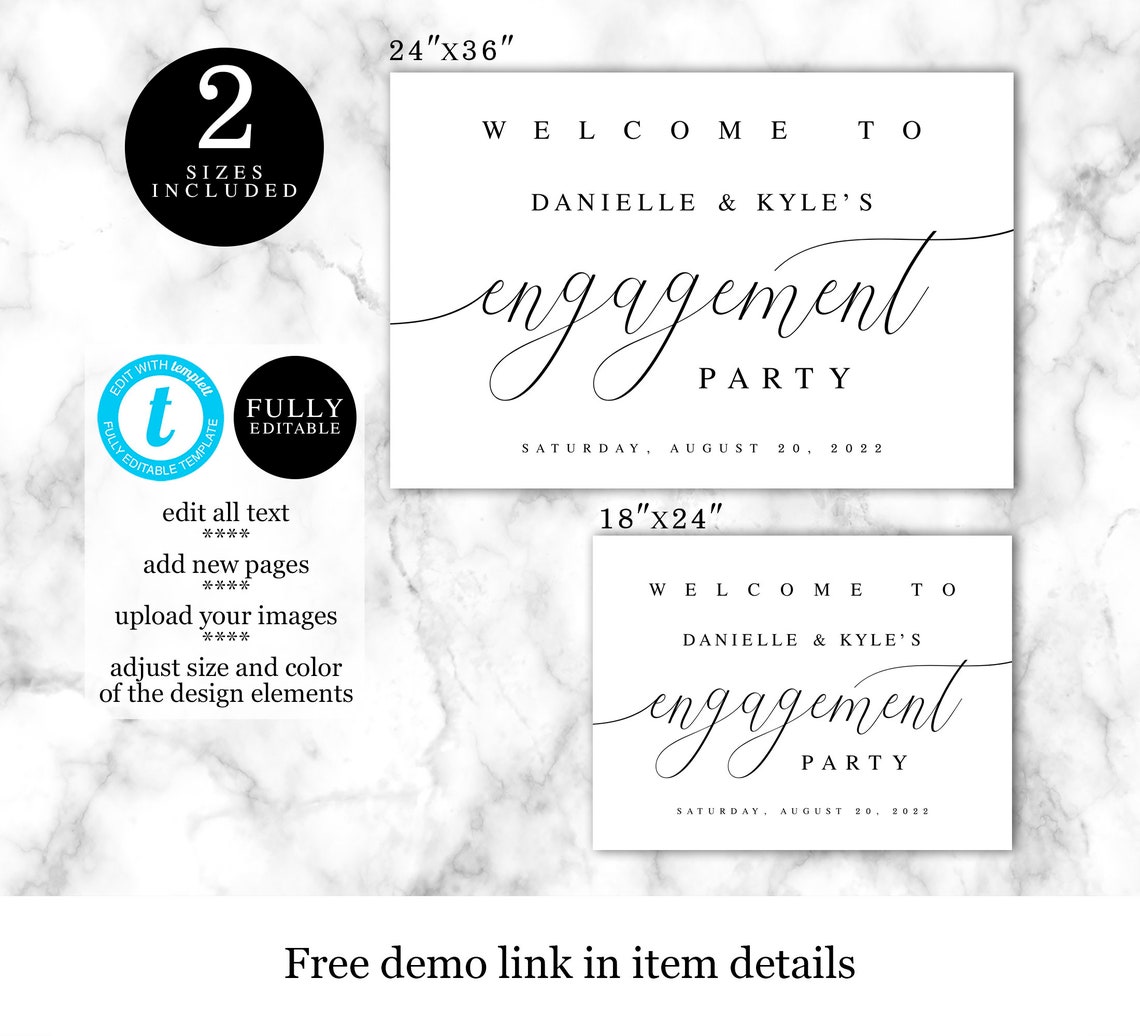 Engagement Sign Fully Editable Template Edit With Templett | Etsy
