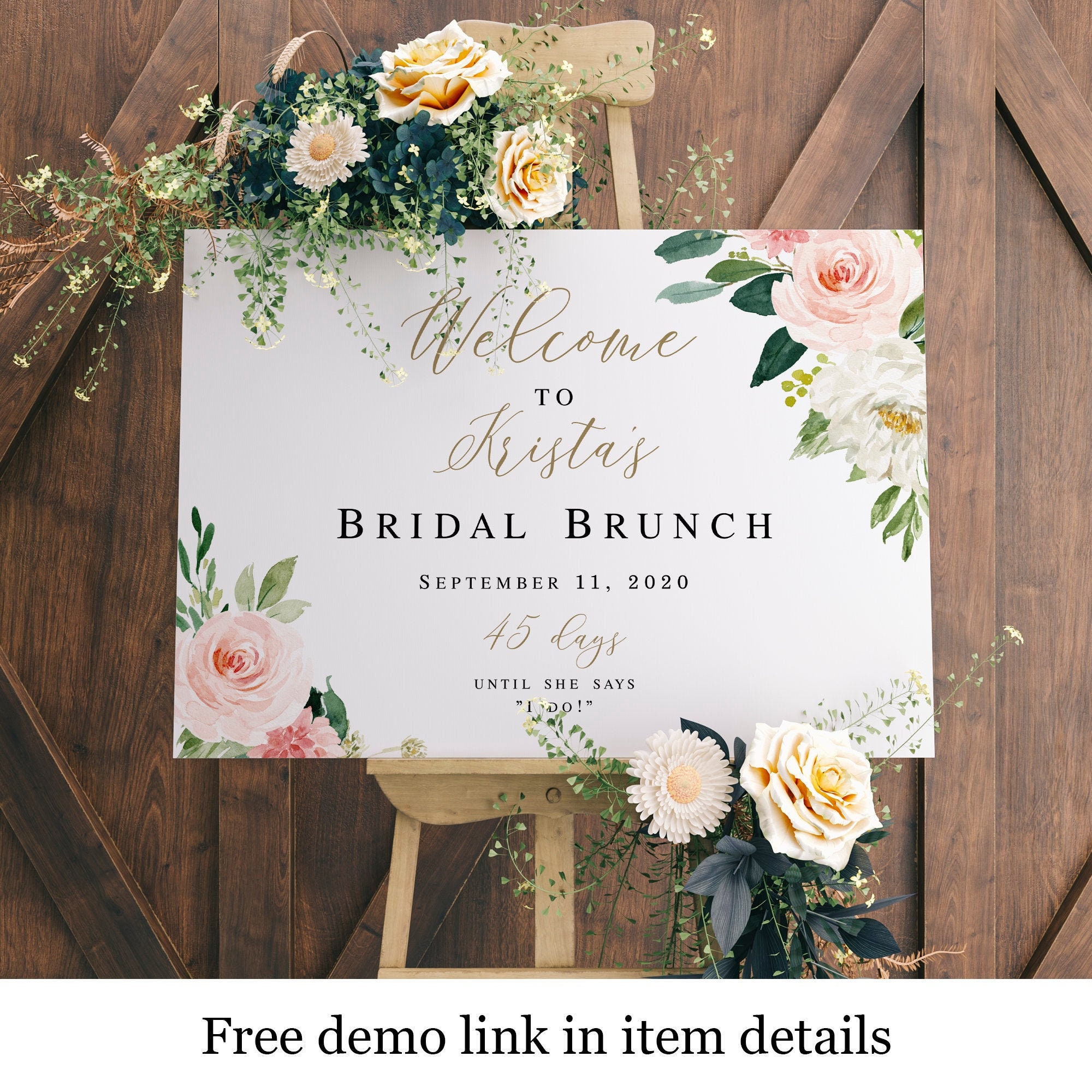 Welcome to Bridal Brunch Sign Template Shower Pastel Blush | Etsy