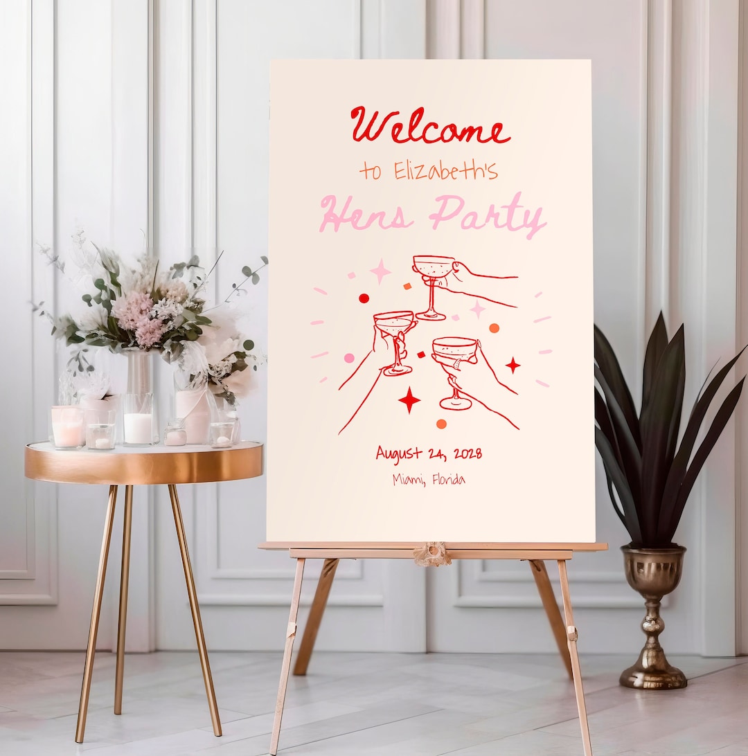 Hen Party Welcome Sign, Funky Colorful Hen Party Welcome Sign, Hand ...