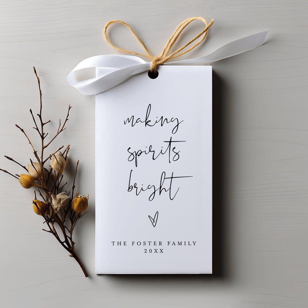 Making Spirits Bright Tag Template, Holiday Decor, Add Your Own Text ...