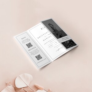Gatefold Wedding Invitation With QR Code, Monogram Gate Fold, Fully ...