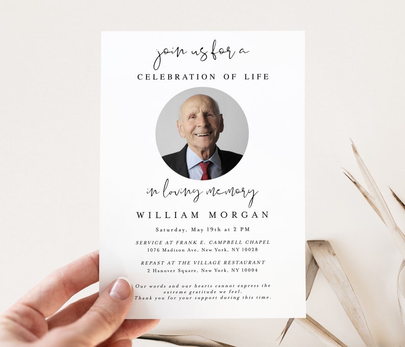 Funeral Evite Electronic Invitation Template Text Message - Etsy