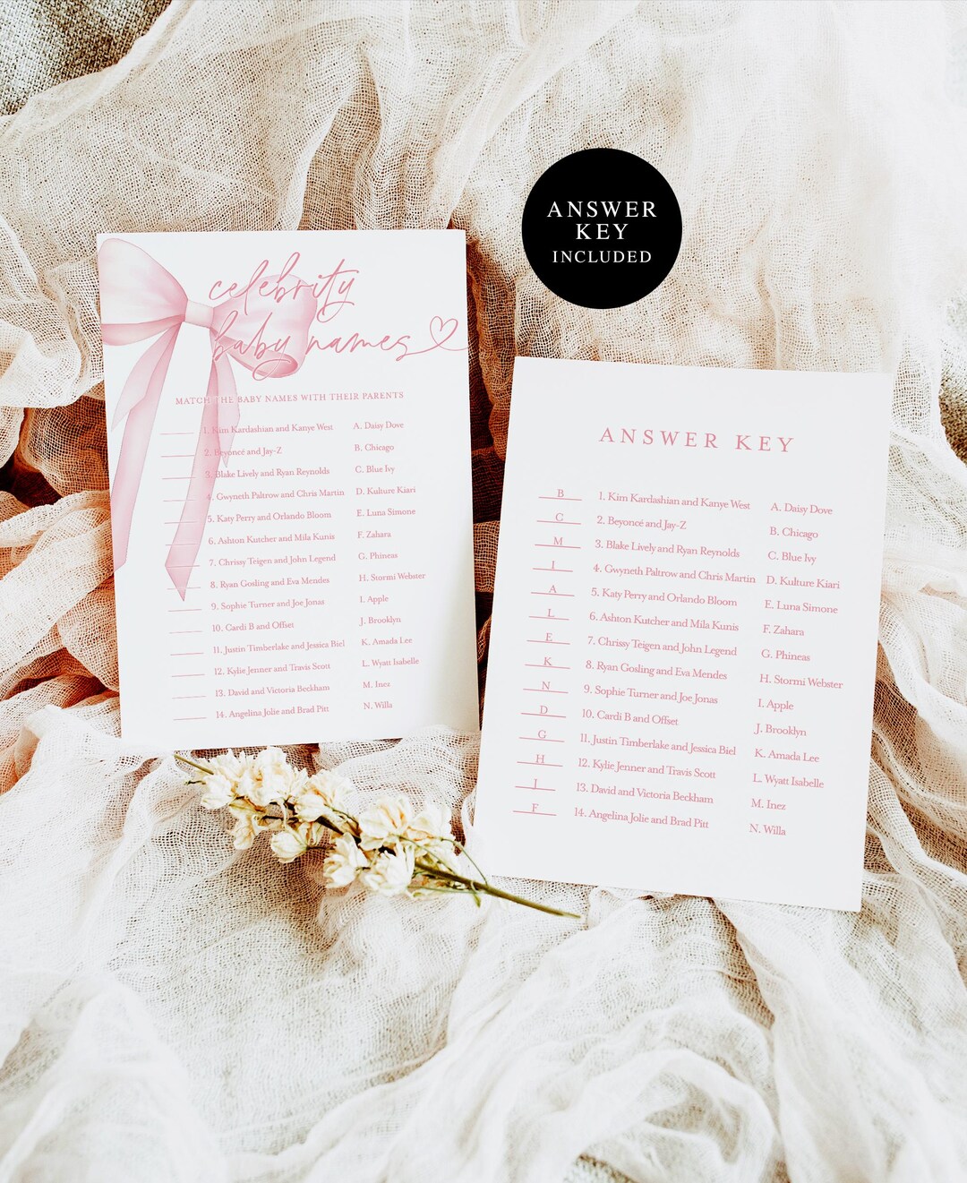 Pink Bow Game, Pink Ribbon Baby Shower Game, Pink Bow Baby Brunch ...