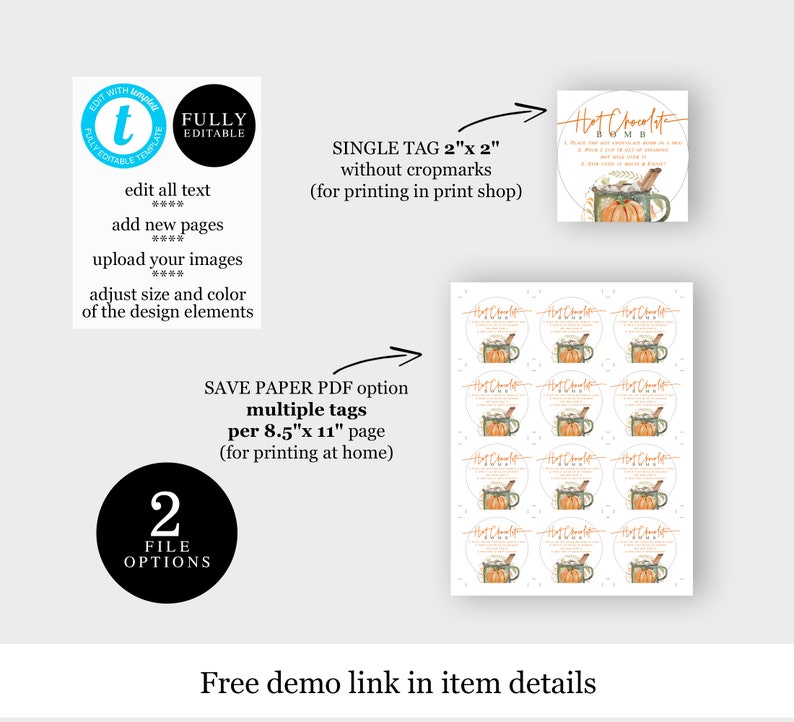 Hot Chocolate Bomb Tag Template Instant Download - Etsy
