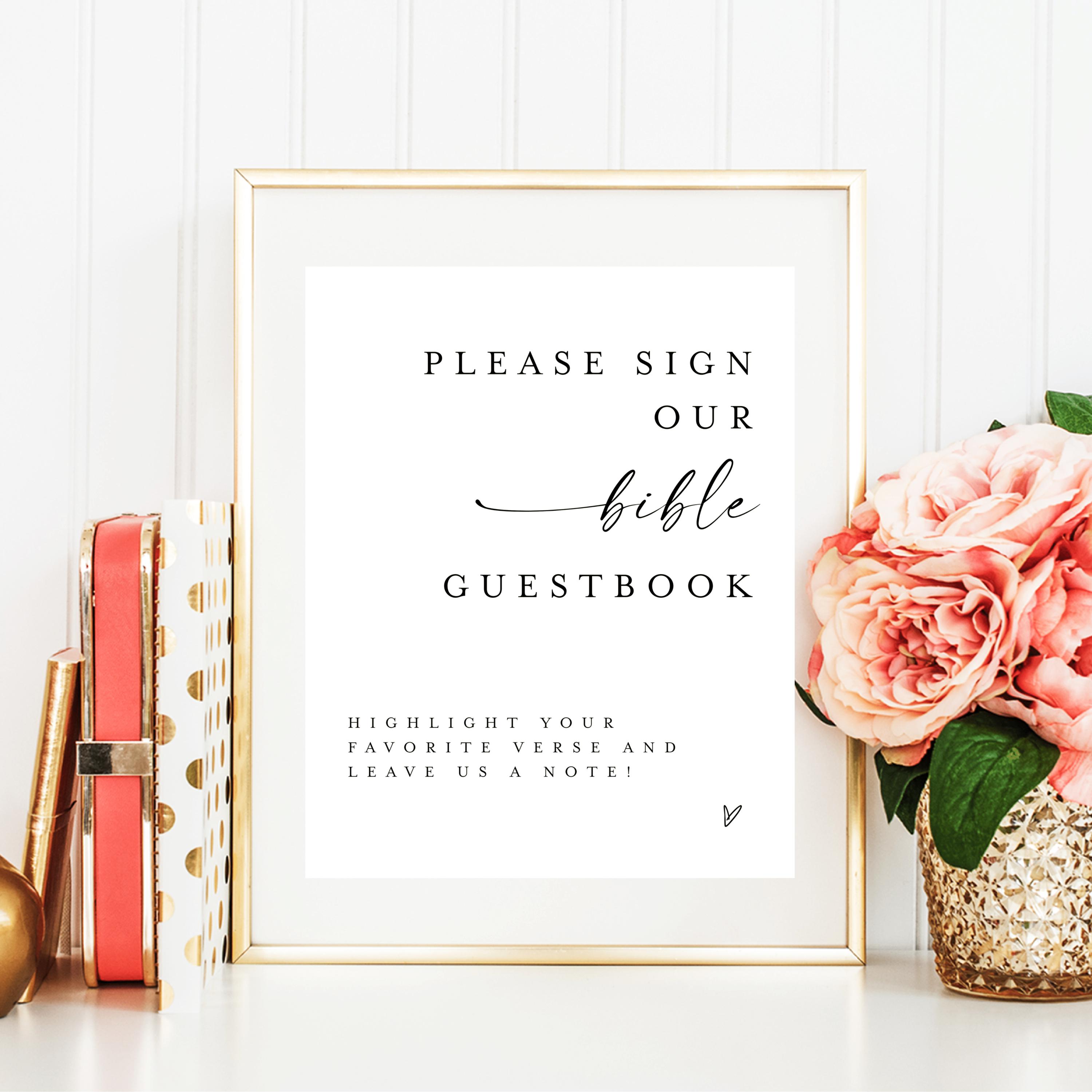 Wedding Guest Book Bible Sign, Modern Minimalist Wedding Guest Book ...
