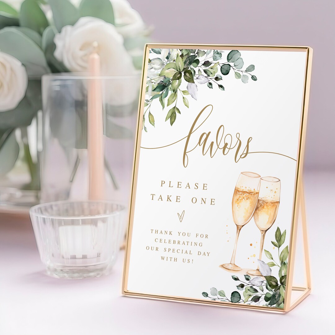Favors Sign, Greenery Bridal Shower Favors Sign, Boho Baby Shower Bunch ...