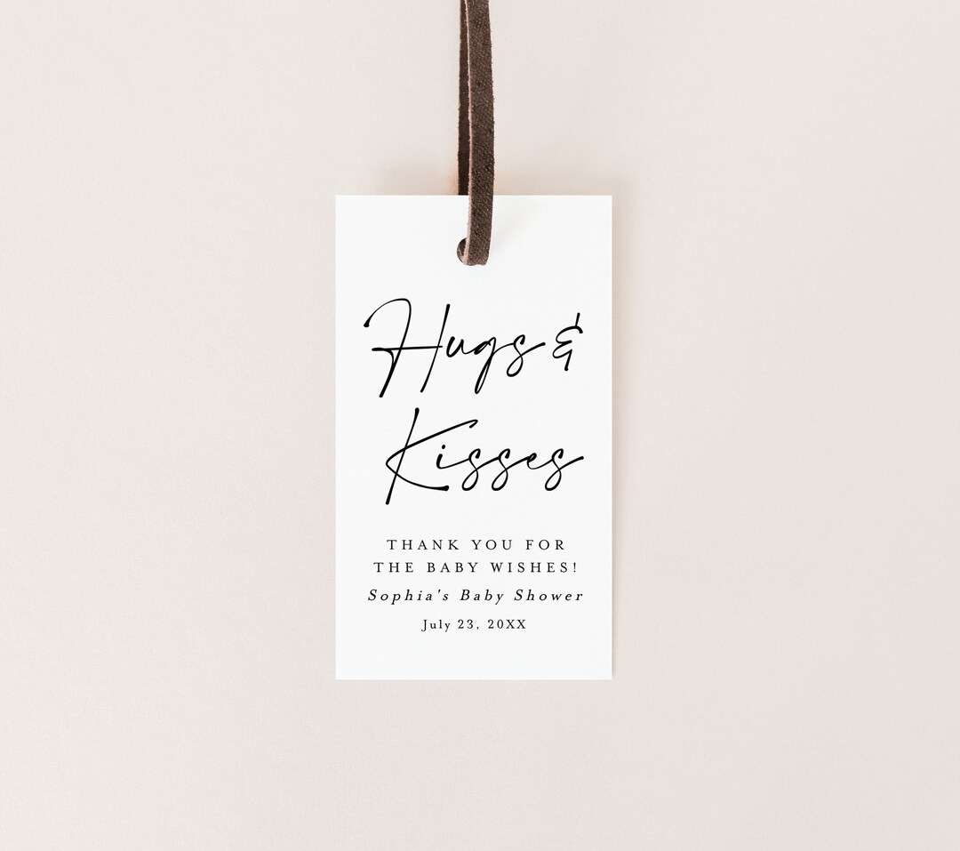Minimalist Baby Shower Tag Template Hugs and Kisses Tags for - Etsy
