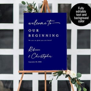 Wedding Welcome Sign Template, Minimalist Welcome to Our Beginning Sign ...