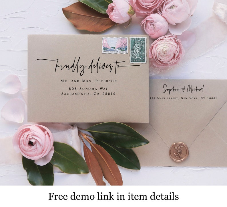 Modern Rustic Wedding Envelope Template With Return Address | Etsy