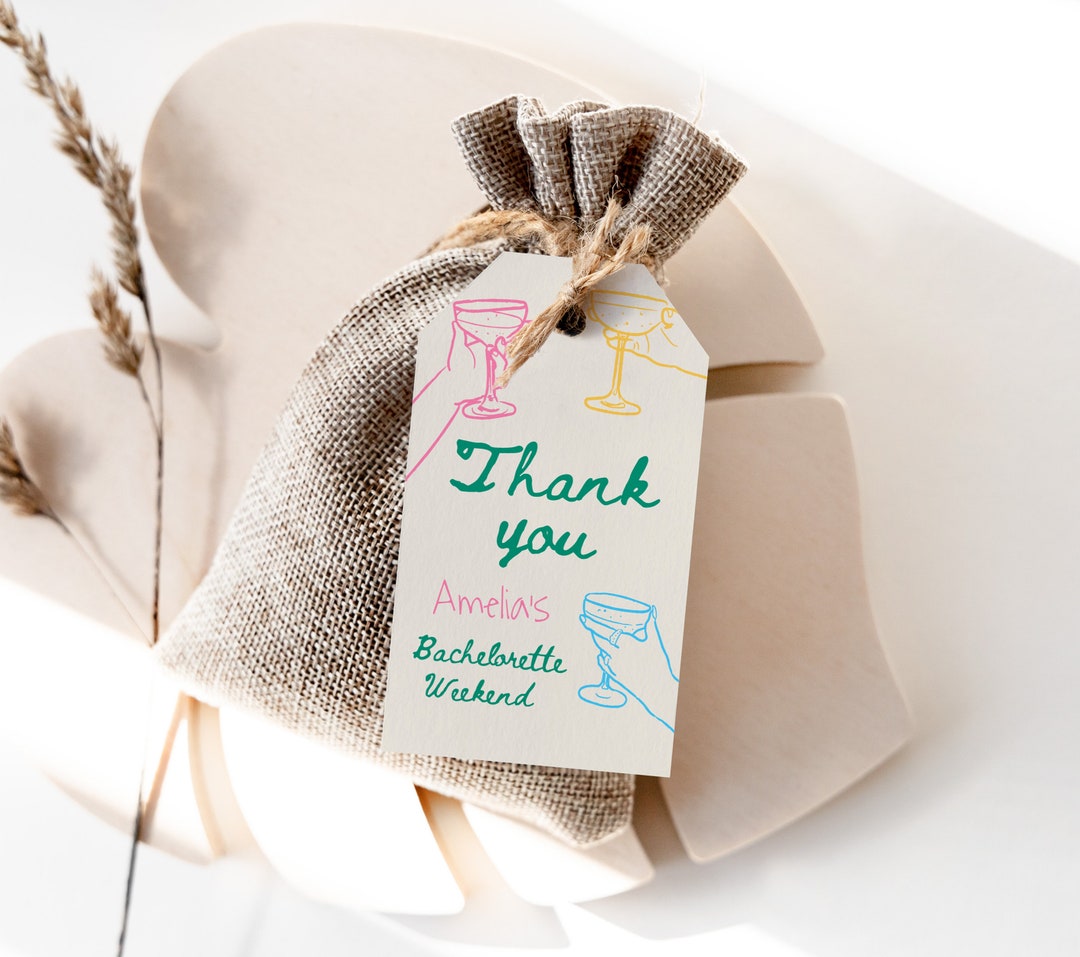 Editable Thank You Tags, Scribble Bachelorette Thank You Tag, Hand ...