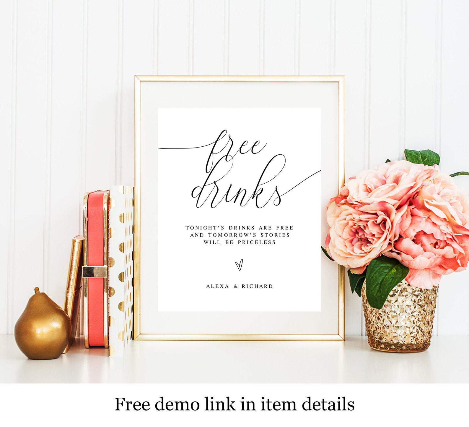 Free Drinks Sign Template Templett Drinks on Us Wedding - Etsy