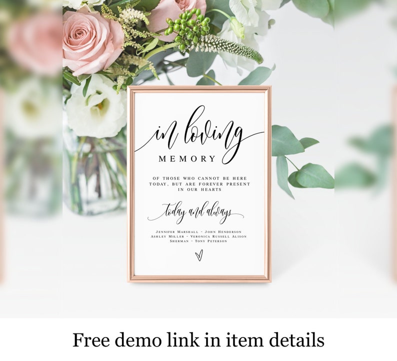 In Loving Memory Sign Template Remembrance Edit With | Etsy