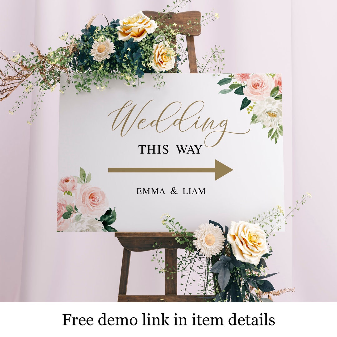 Wedding This Way Sign Template, Wedding Direction Sign, Create Your Own ...