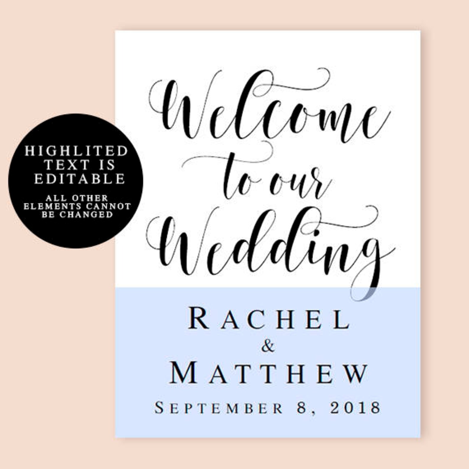 Welcome Wedding Sign Printable Welcome Wedding Template | Etsy