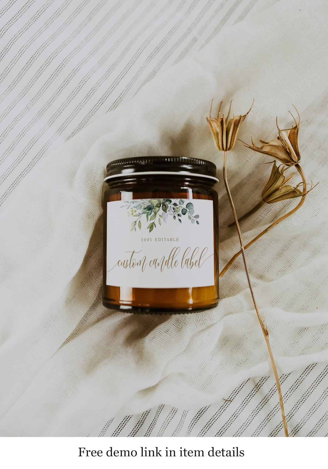 Custom Candle Label Template, Fully Editable, Printable Sticker, Own ...