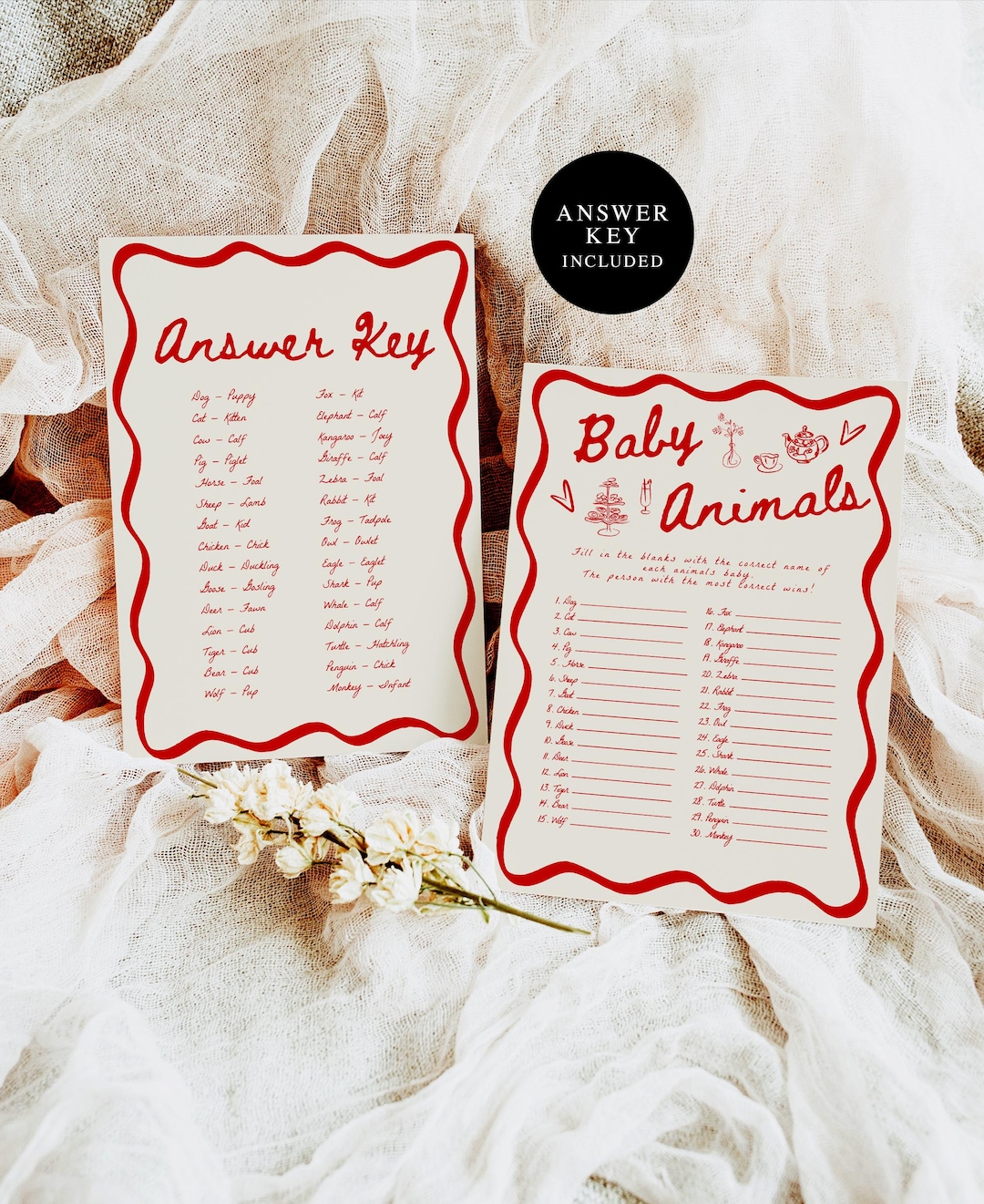 Baby Animal Match Game, Editable Baby Animal Matching Game With Answer ...