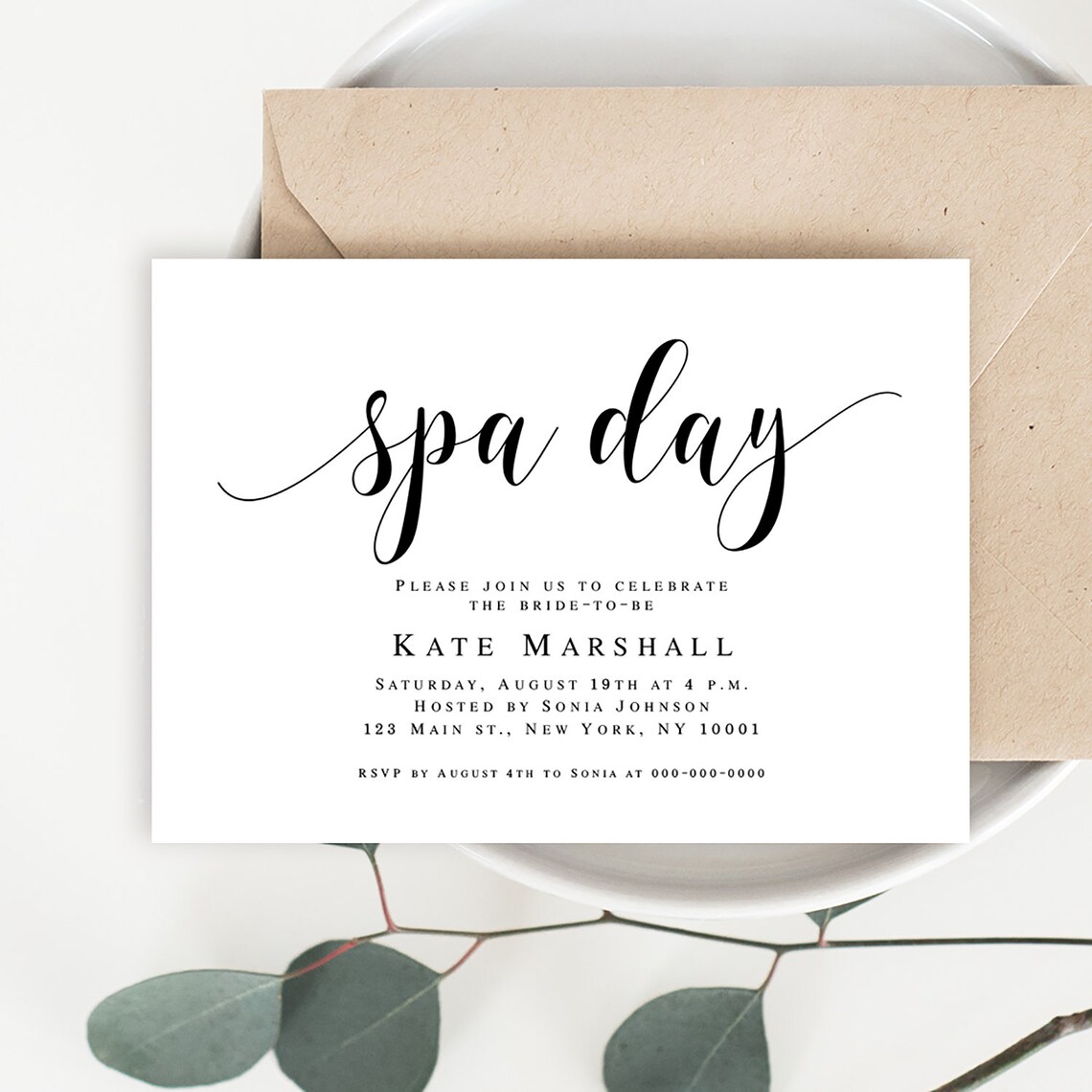 Spa Day Invitation Template Bride Invitation Spa Day Party | Etsy