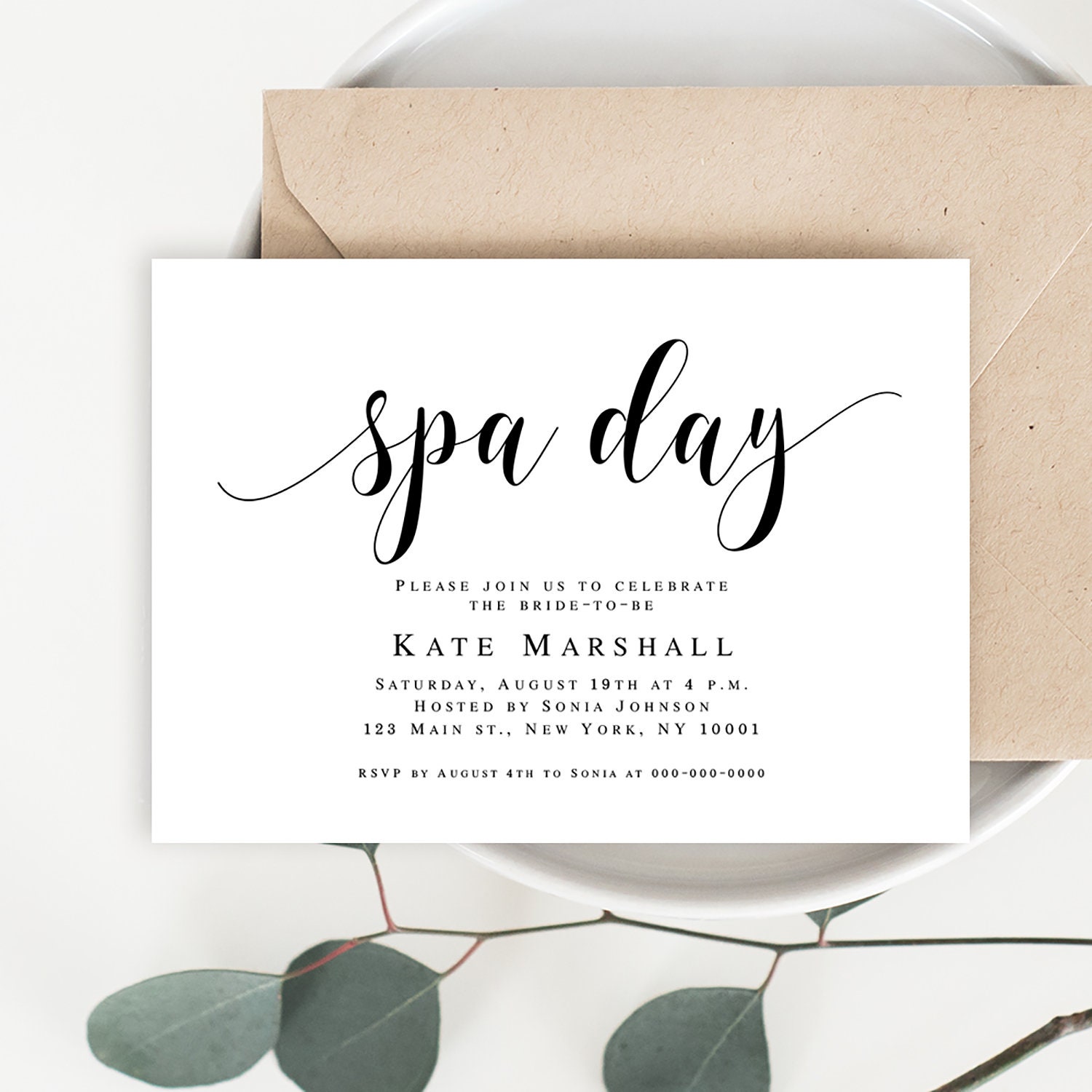 Spa Day Invitation Template Bride Invitation Spa Day Party - Etsy UK
