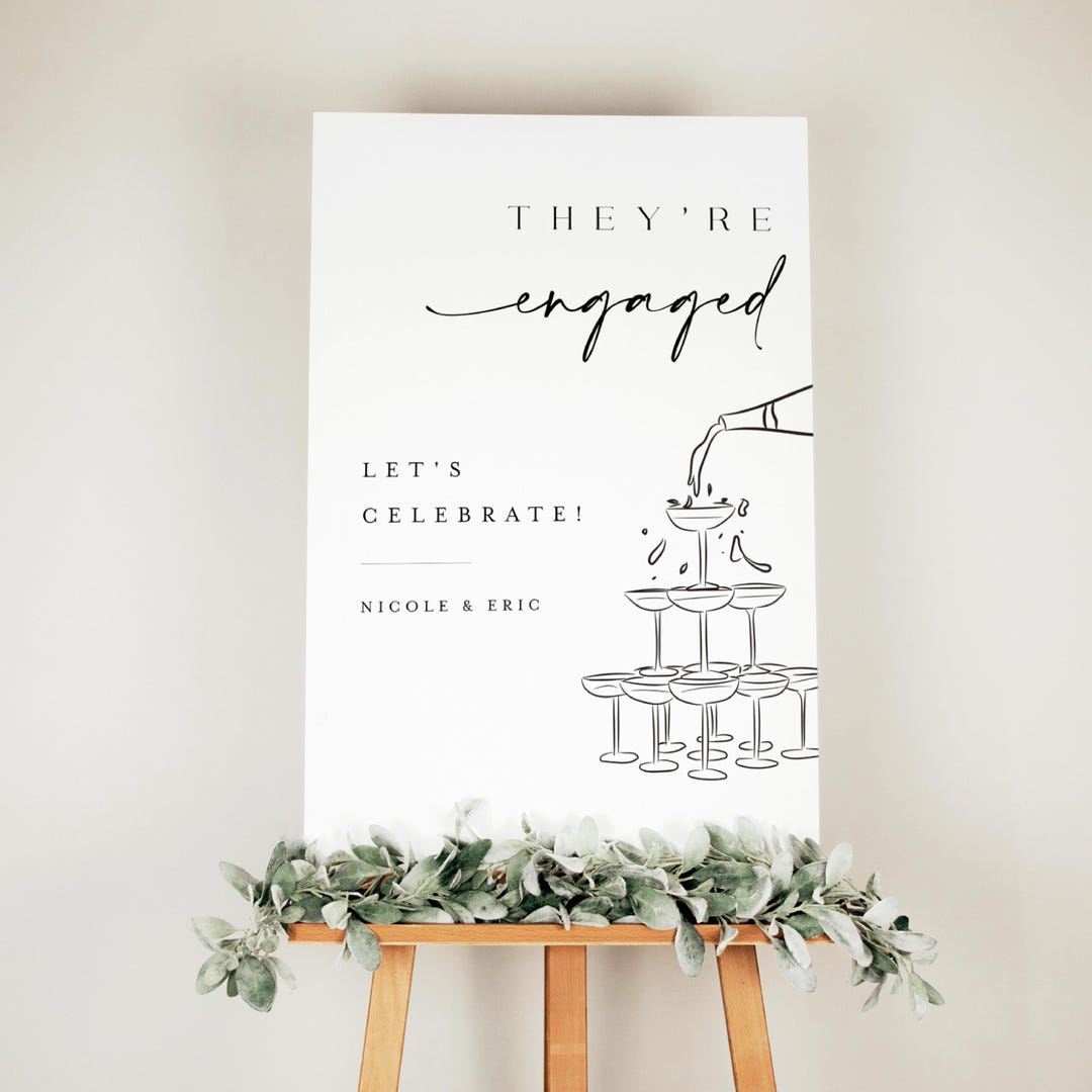 We're Engaged Welcome Sign: Printed Engagement Party Poster - Etsy
