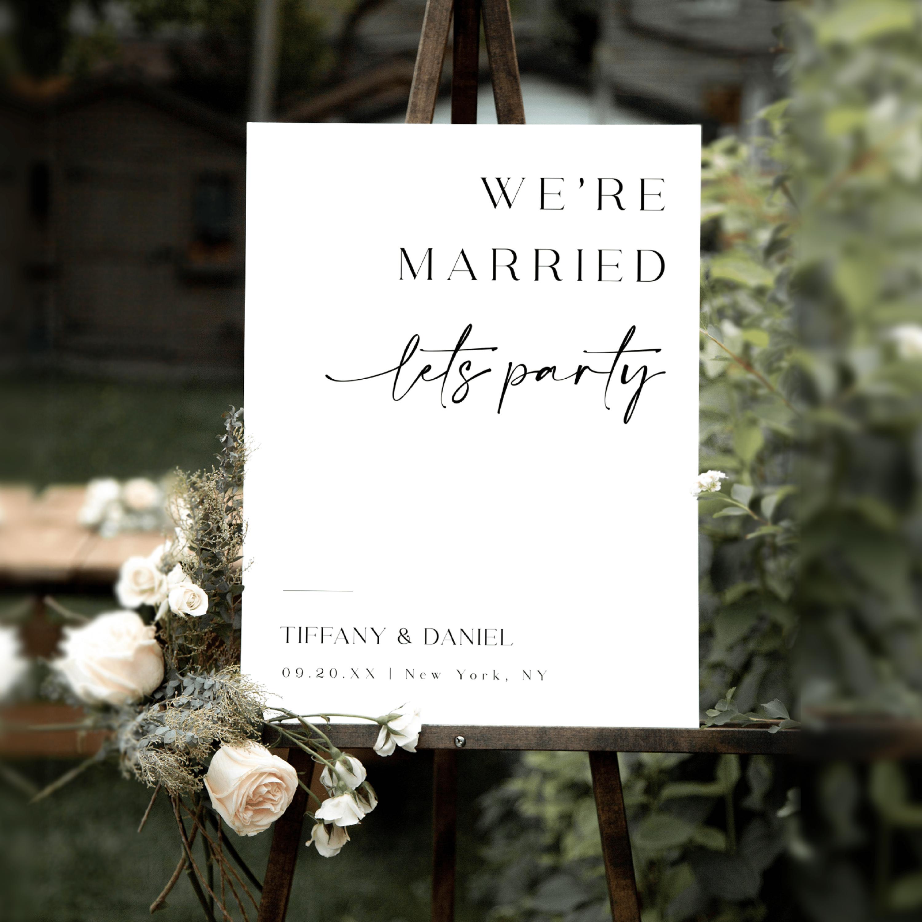 Printed & Shipped We're Married Let's Party Sign, Reception Welcome ...