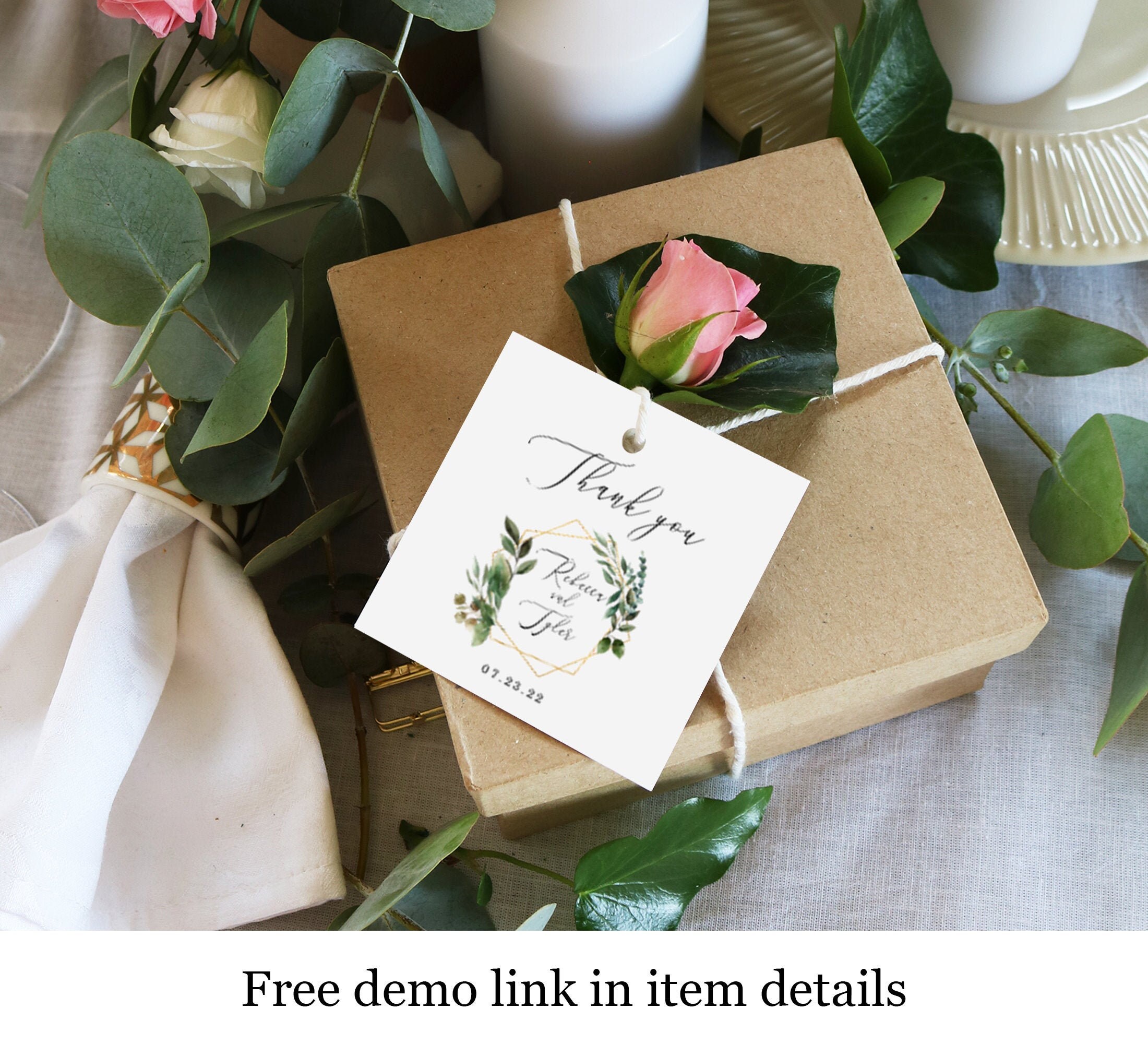 Name Monogram Tag Template Square Instant Download Thanks | Etsy