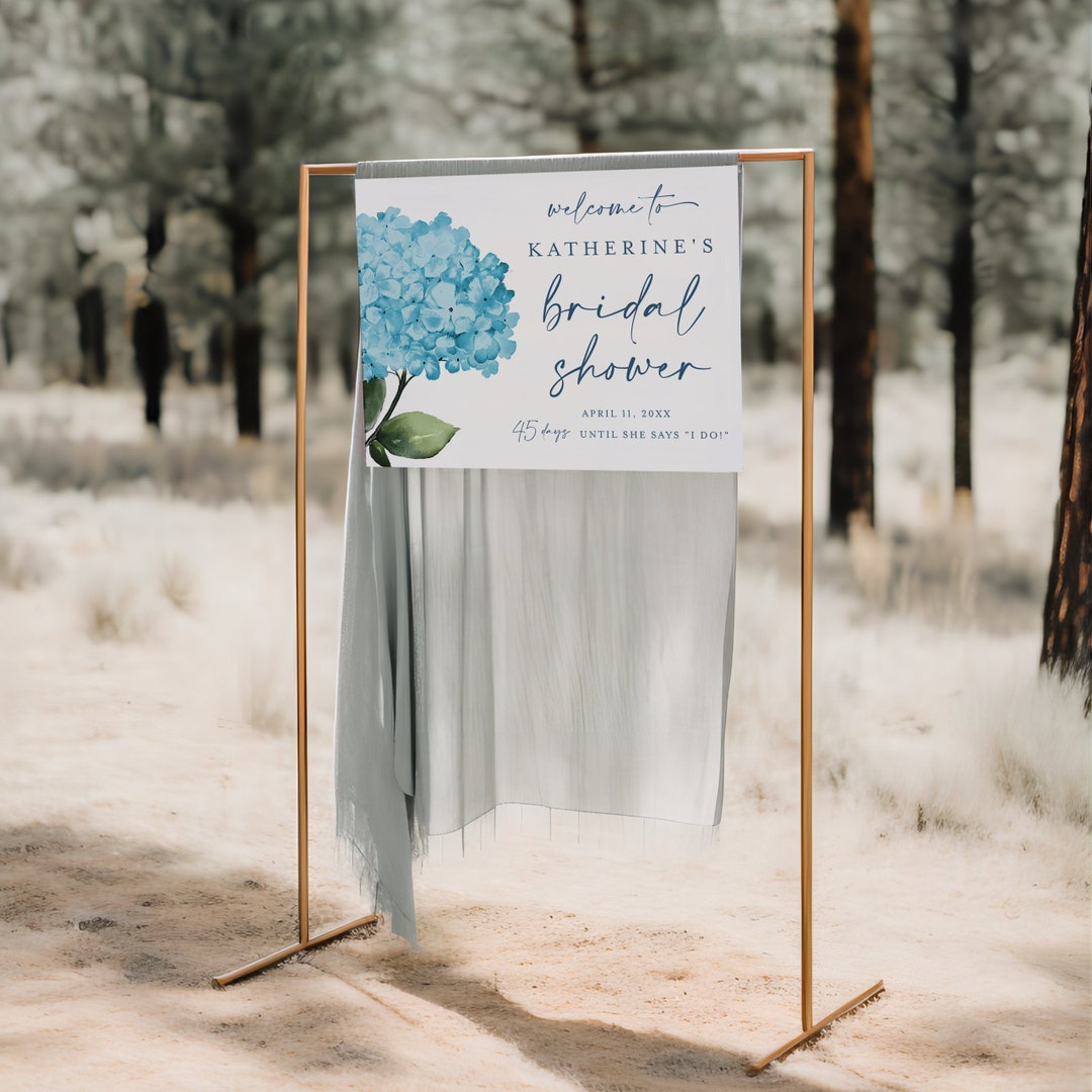 Blue Hydrangea Bridal Shower Sign, Hydrangea Bridal Shower Welcome Sign ...
