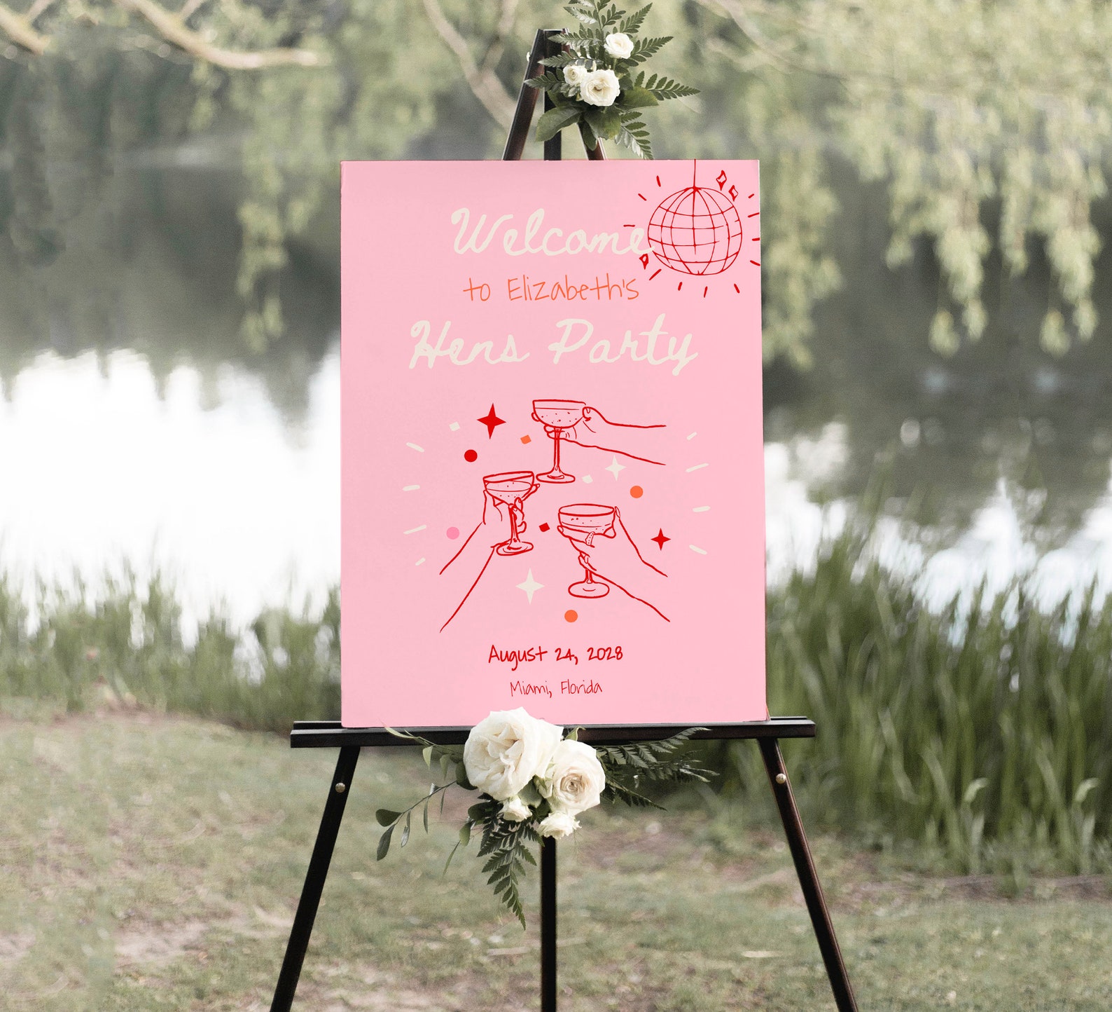 Hens Party Welcome Sign, Hand Drawn Hen Party Sign, Bachelorette Party ...