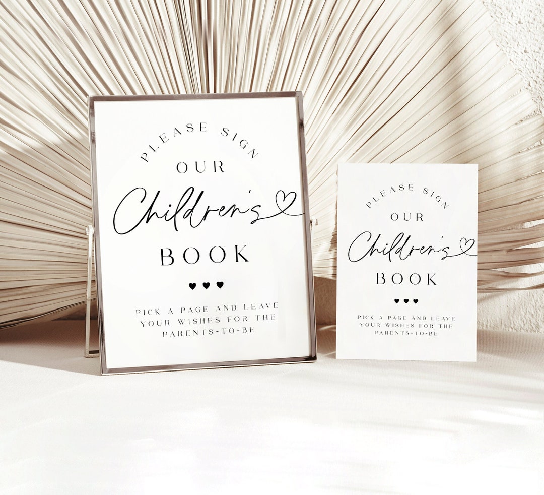 Please Sign Our Children’s Book Sign, Storybook Baby Shower Guest Book ...