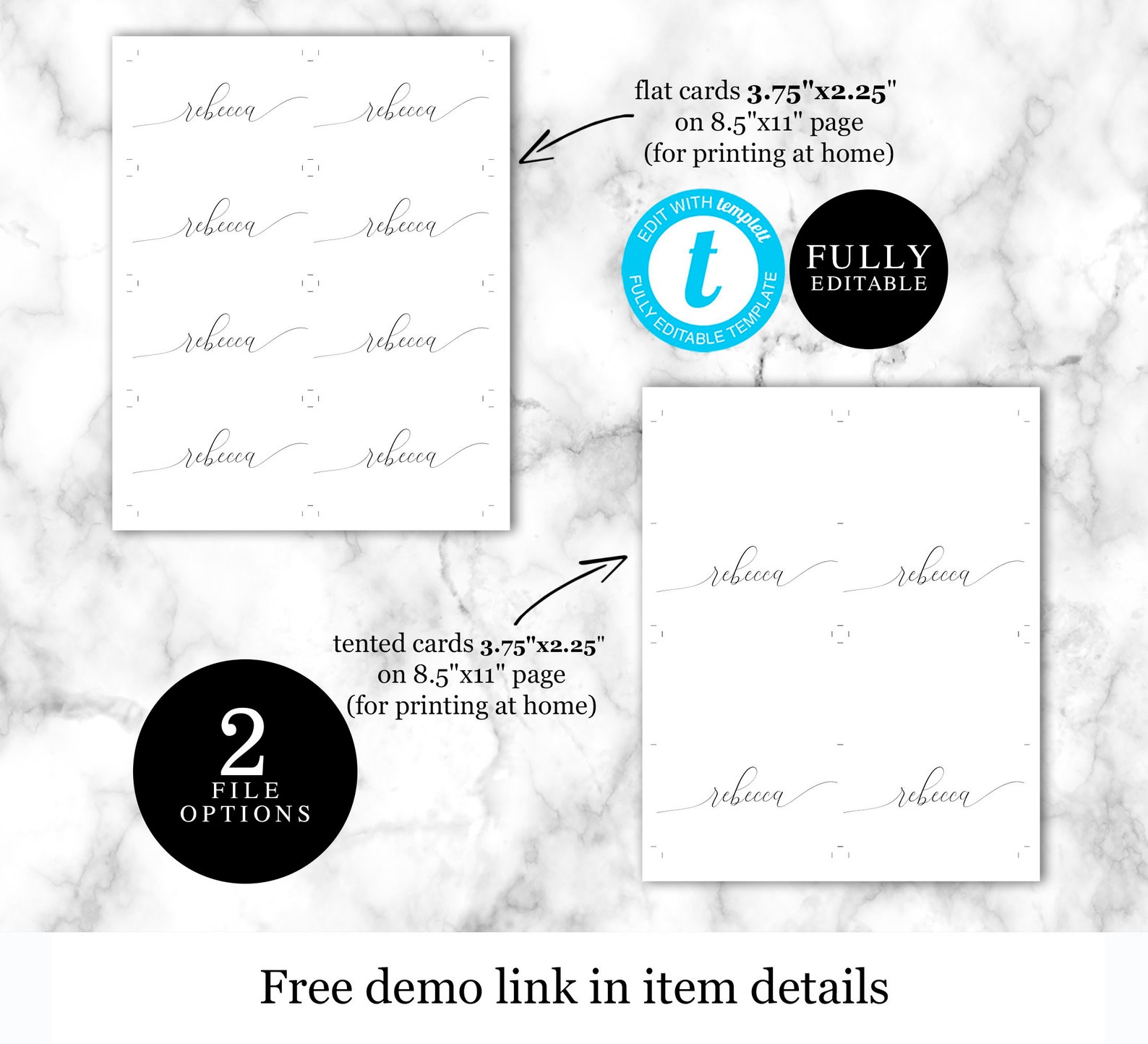 Printable Wedding Name Cards Template Self-editing Digital - Etsy