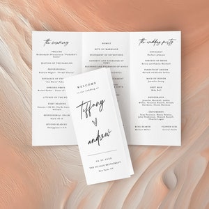 Trifold Wedding Program Template, Tri Fold Wedding Ceremony Program ...