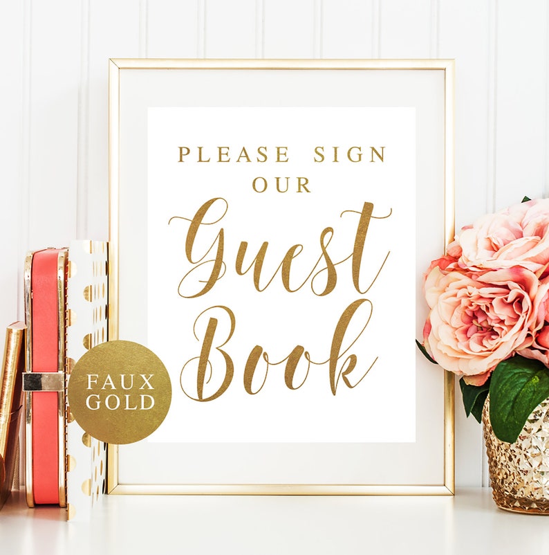 Gold Wedding Decor Printable Guestbook Sign Gold Wedding Signs - Etsy