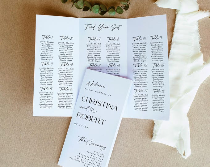 Tri Fold Program With Seating Chart, Wedding Infographic Timeline ...