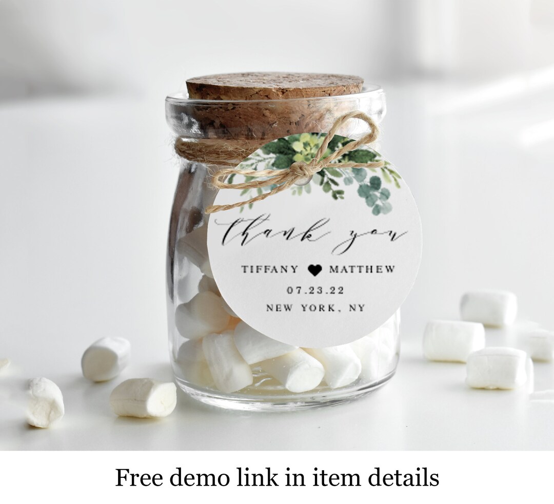 Round Wedding Stickers Template, 100% Editable Text, Create Your Own ...