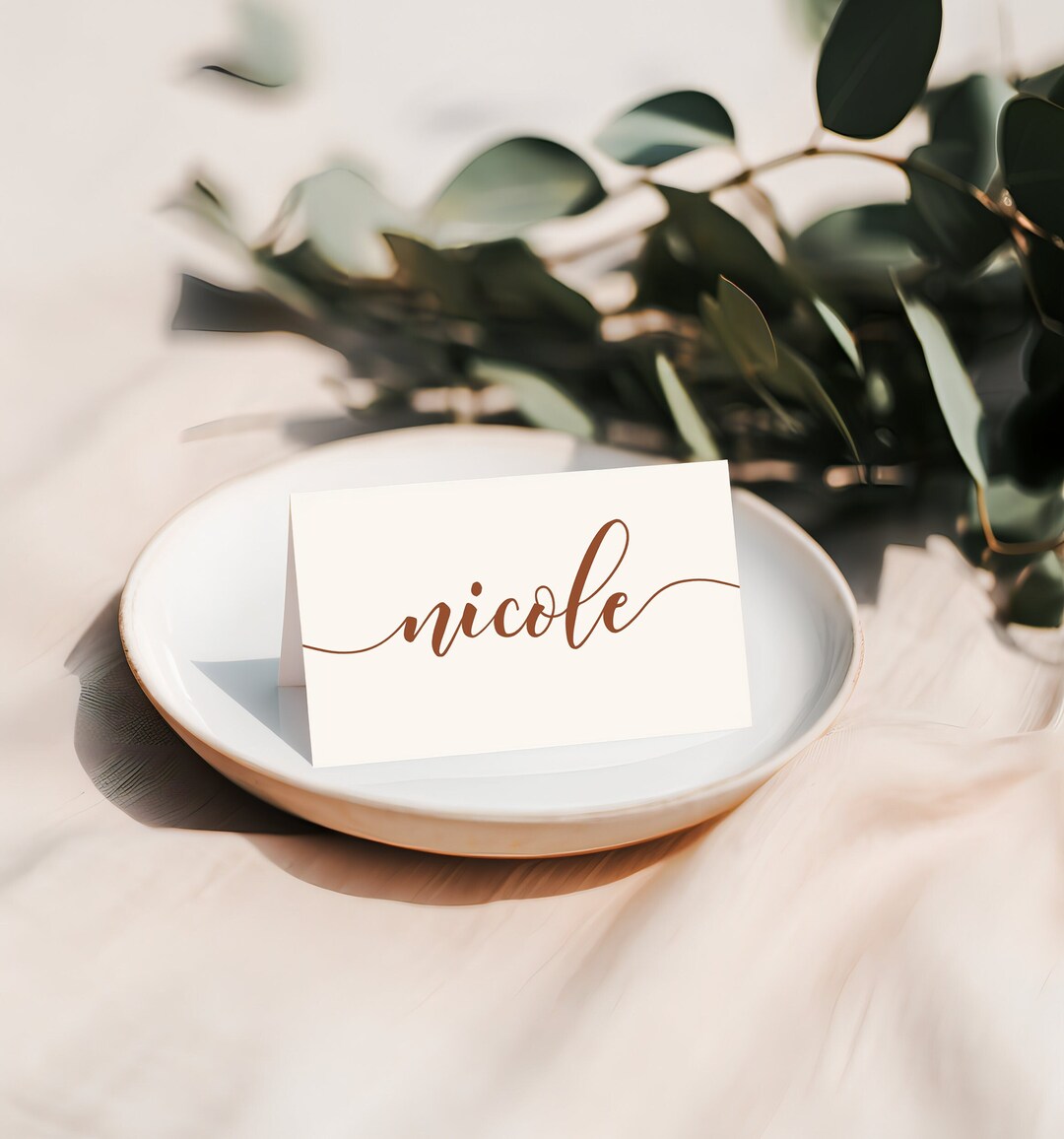Name Card Template, Modern Minimalist Wedding Place Card Template ...