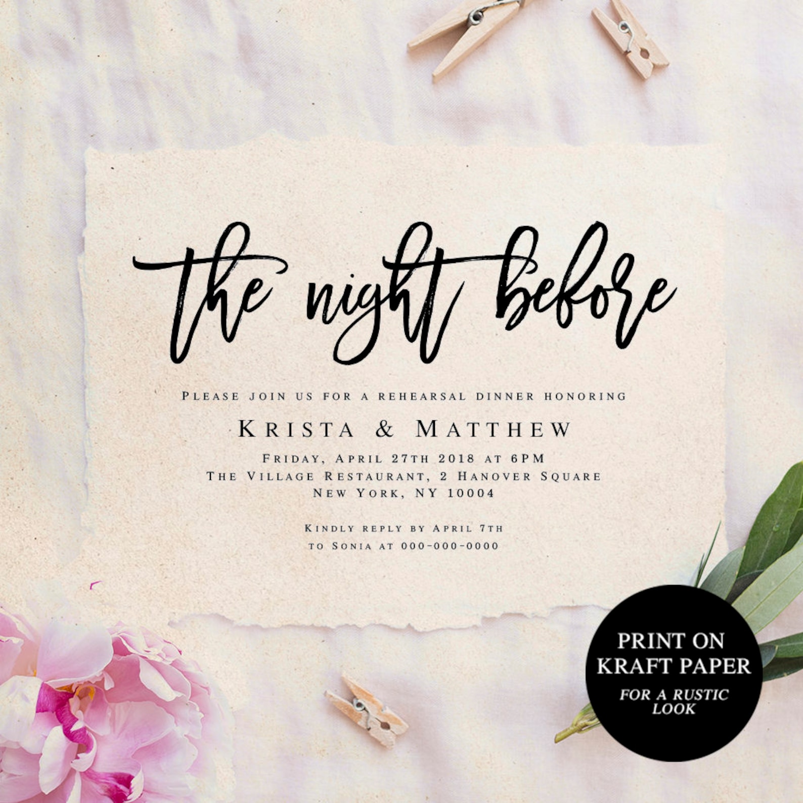 The Night Before Invitation Rehearsal Dinner Invitation - Etsy
