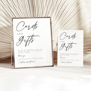 Minimalist Cards and Gifts Sign Template, Modern Wedding Gift Table ...