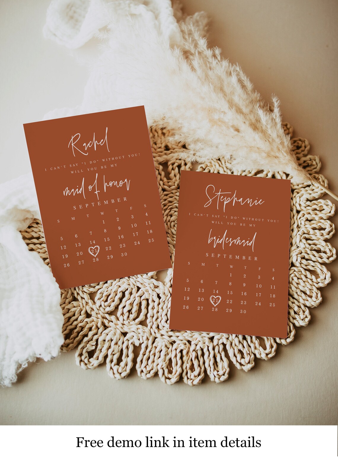 Printable Calendar Proposal Card Template Will You Be My - Etsy