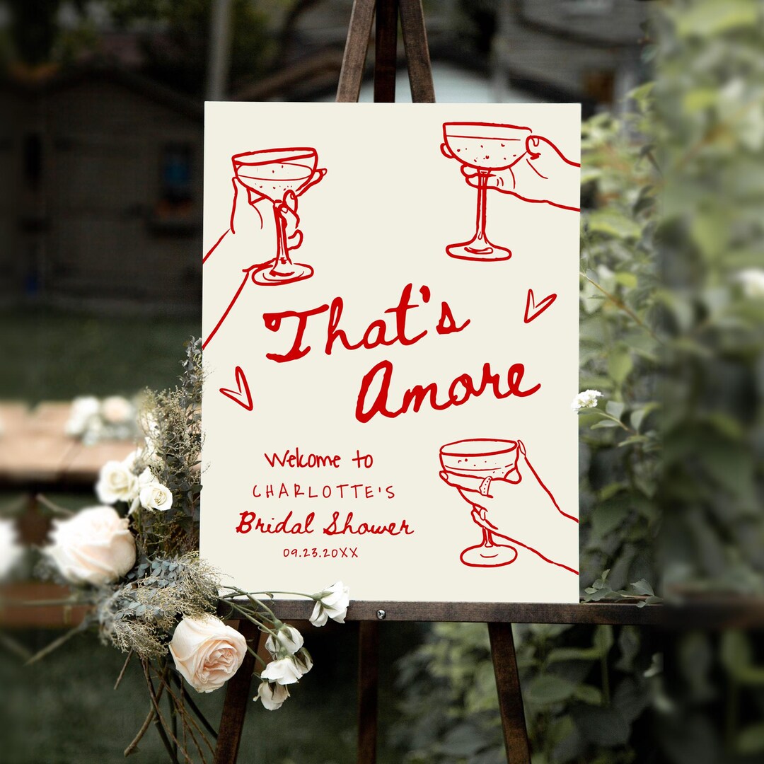 Thats Amore Bridal Shower Welcome Sign, Editable Thats Amore Italian Bridal Shower Sign, That's ...
