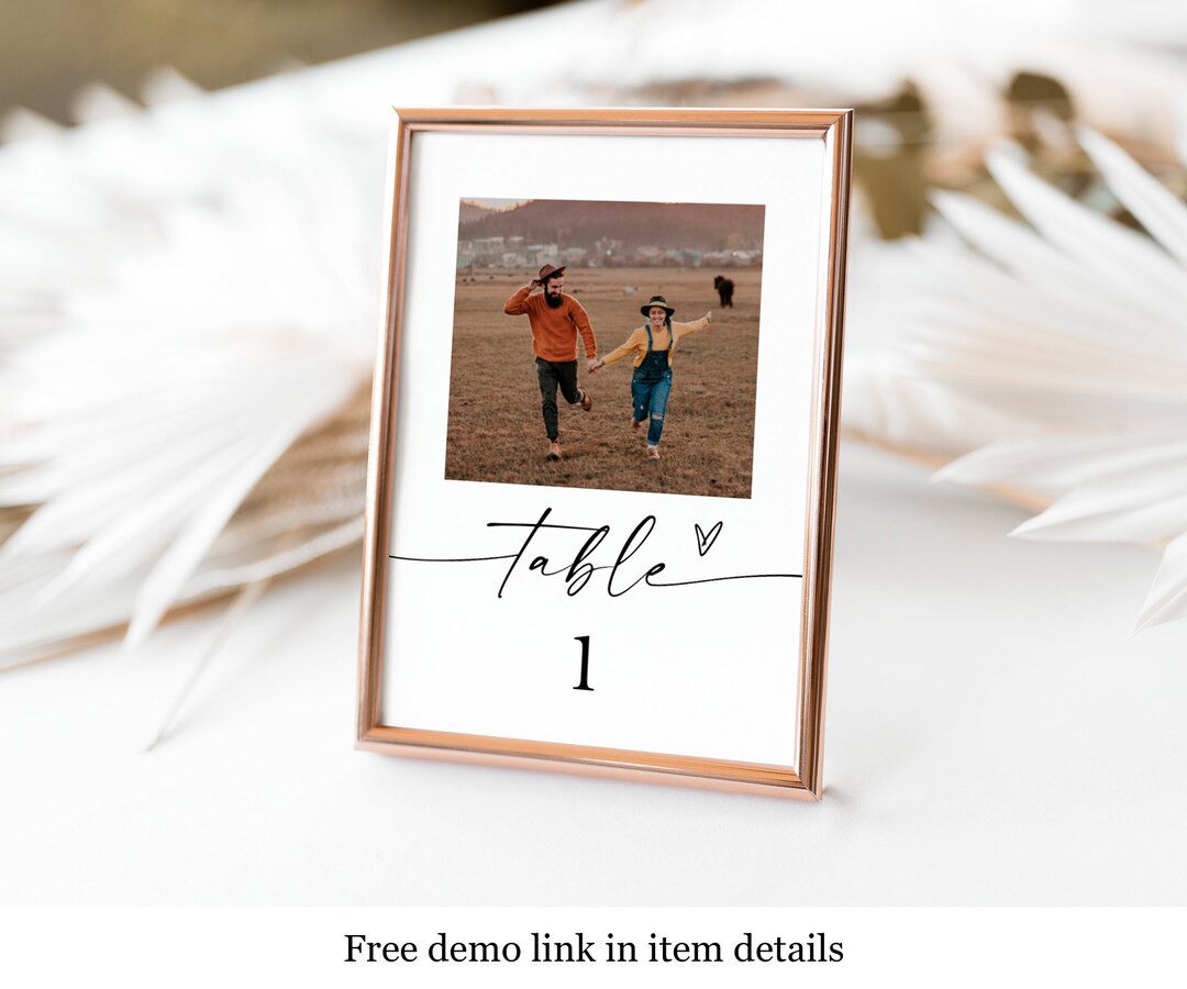 Photo Table Numbers Wedding, Digital Download, Fully Editable Template ...