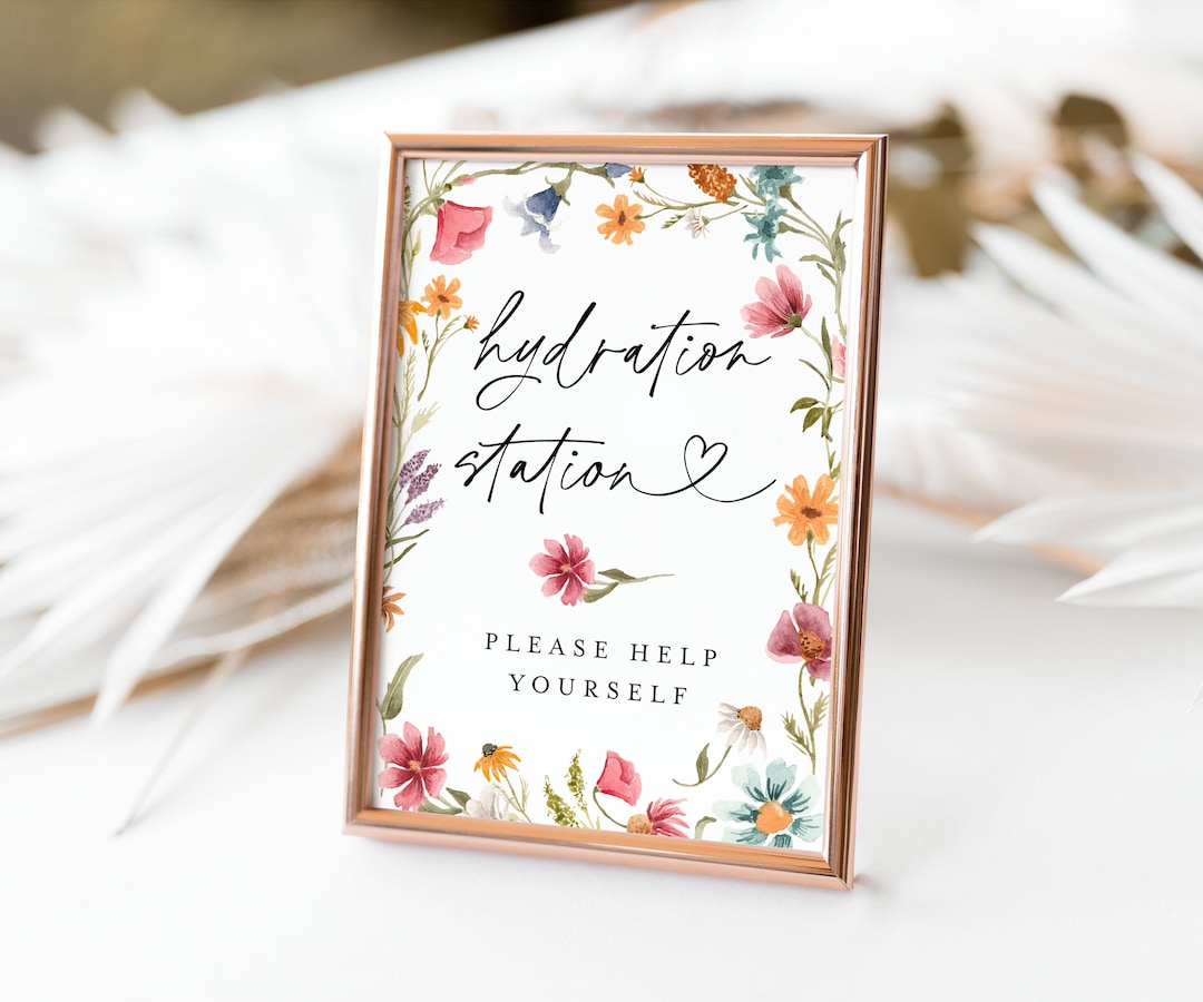 Hydration Station Sign, Wildflower Hydration Station Sign for Teachers ...