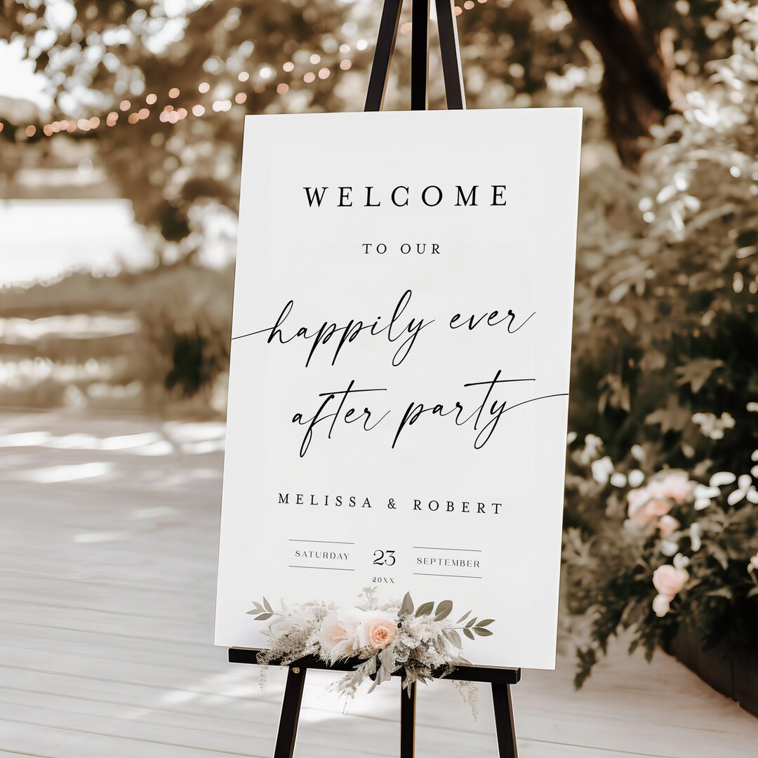 Wedding Welcome Sign Template, Happily Ever After Party Welcome Sign ...