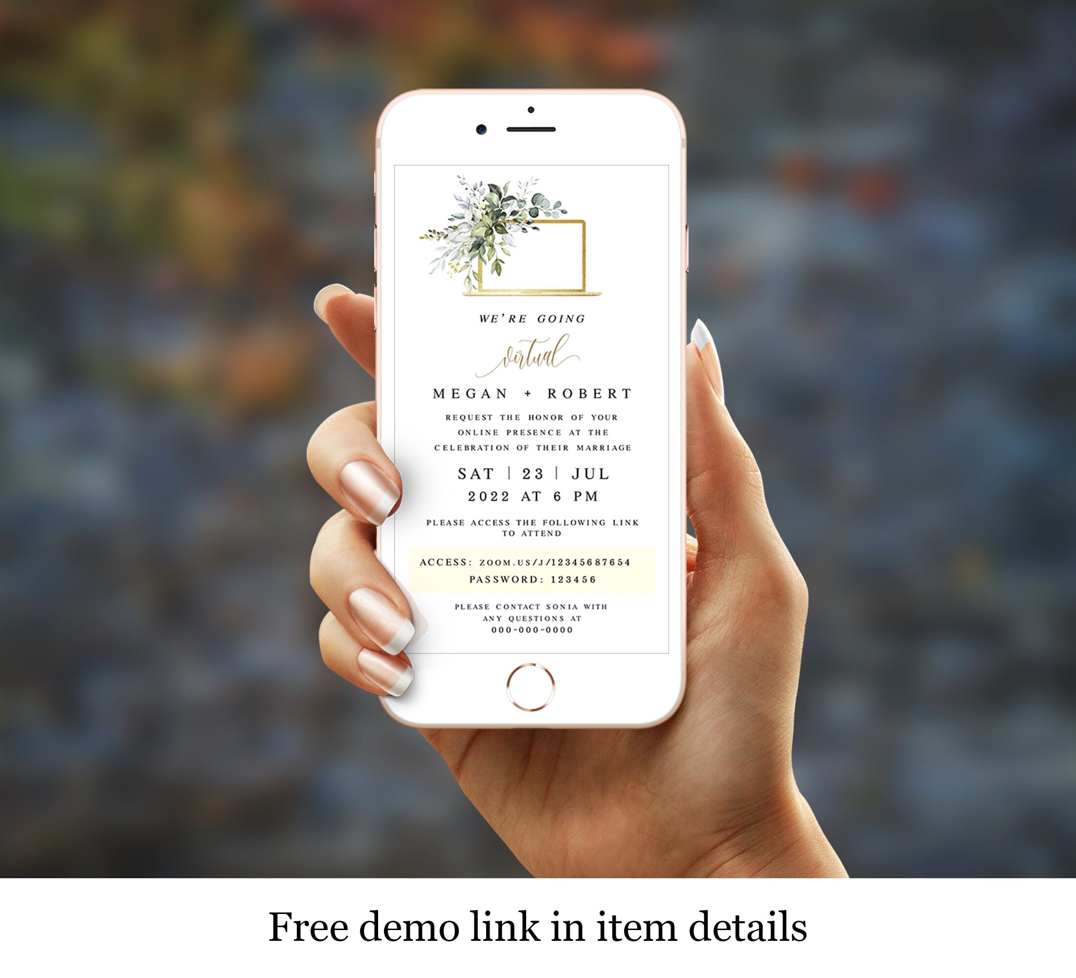 Electronic Virtual Wedding Invitation Template Download - Etsy